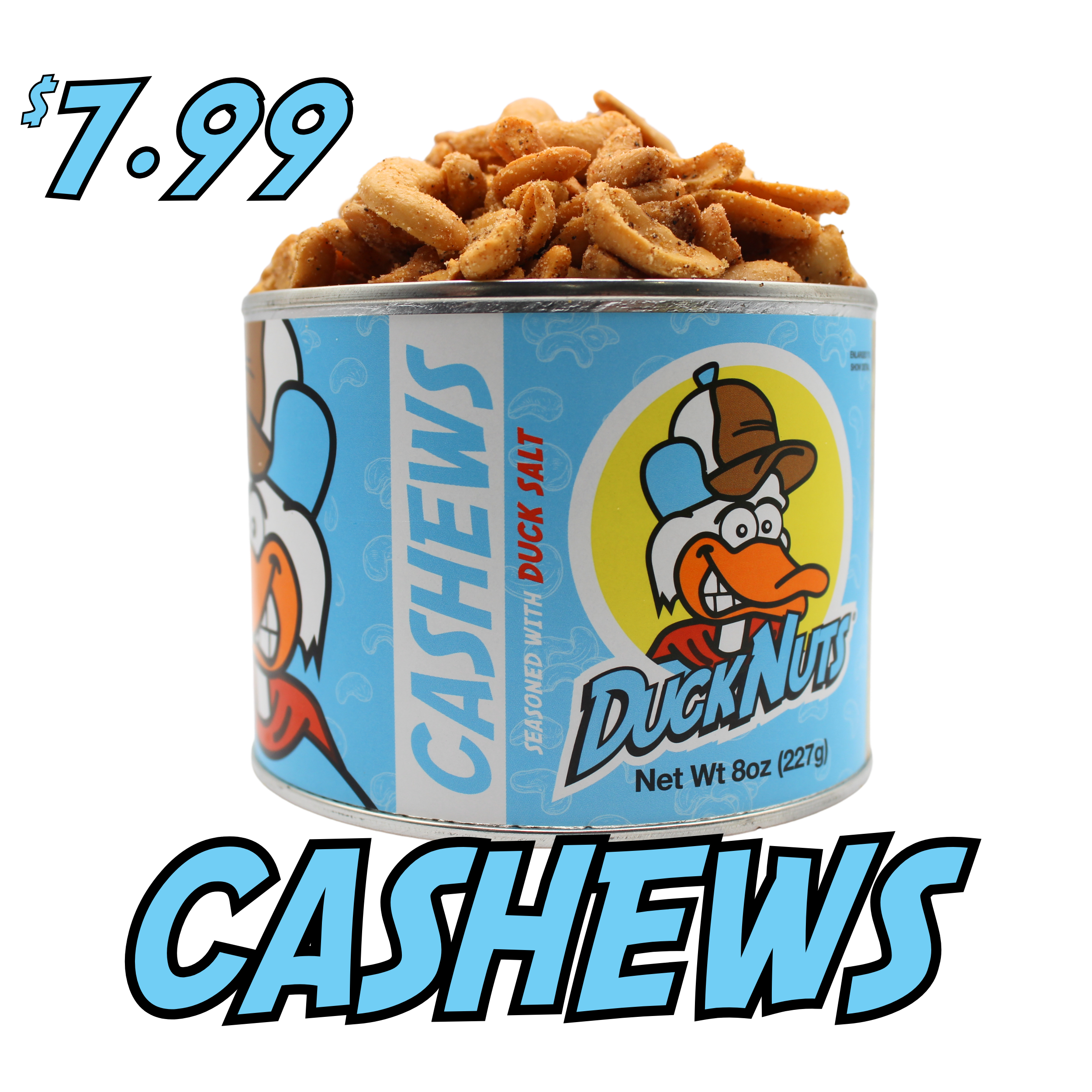CASHEWS - 8.oz can – Duck Nuts & Duck Salt